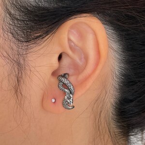 Snake Ear Jacket - Gothic Snake Earrings - Edgy Serpent Titanium Jewelry - Etsy