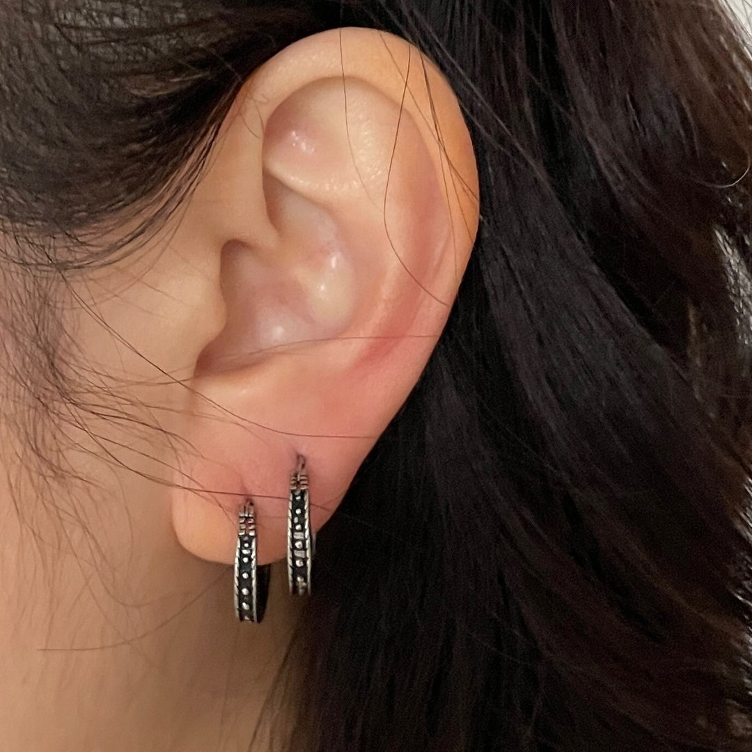 Man Hoop Earrings Slim Hoops Infinity Hoop Earrings for Man Ma Huggie ...