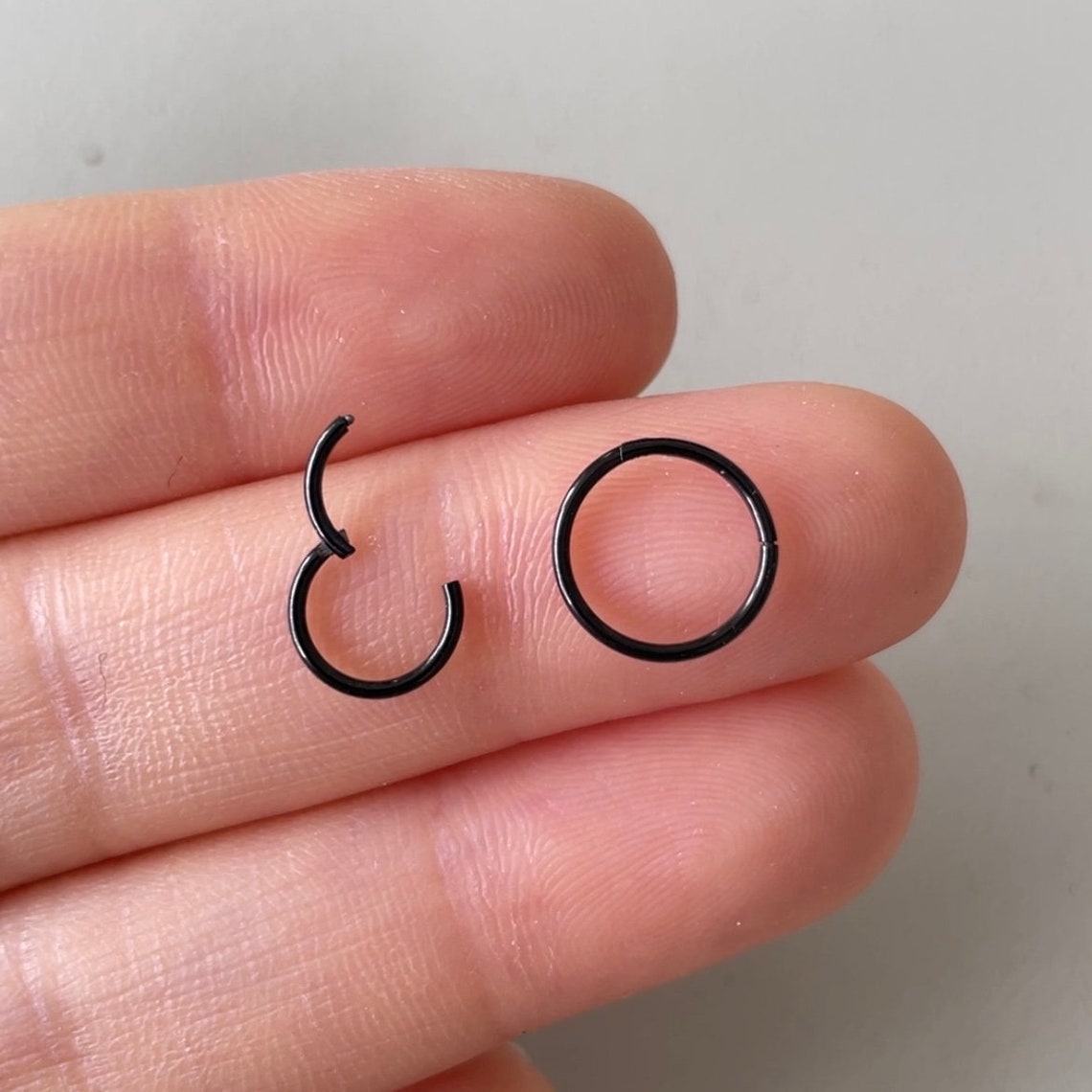 Black Septum Ring: Surgical Steel Hinged Hoop - Etsy