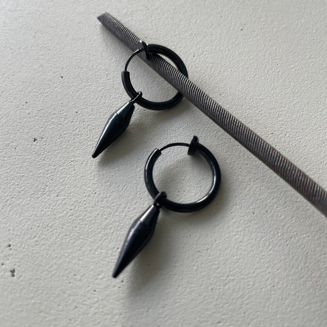Goth Spike Earrings - Snap on Black Earrings - Clip on Earrings - Etsy