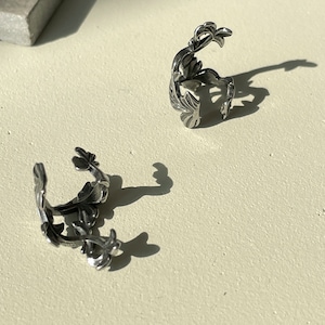 Titanium Leaf Ear Cuffs: Vintage Nature Jewelry - Women Cuff Earrings ...