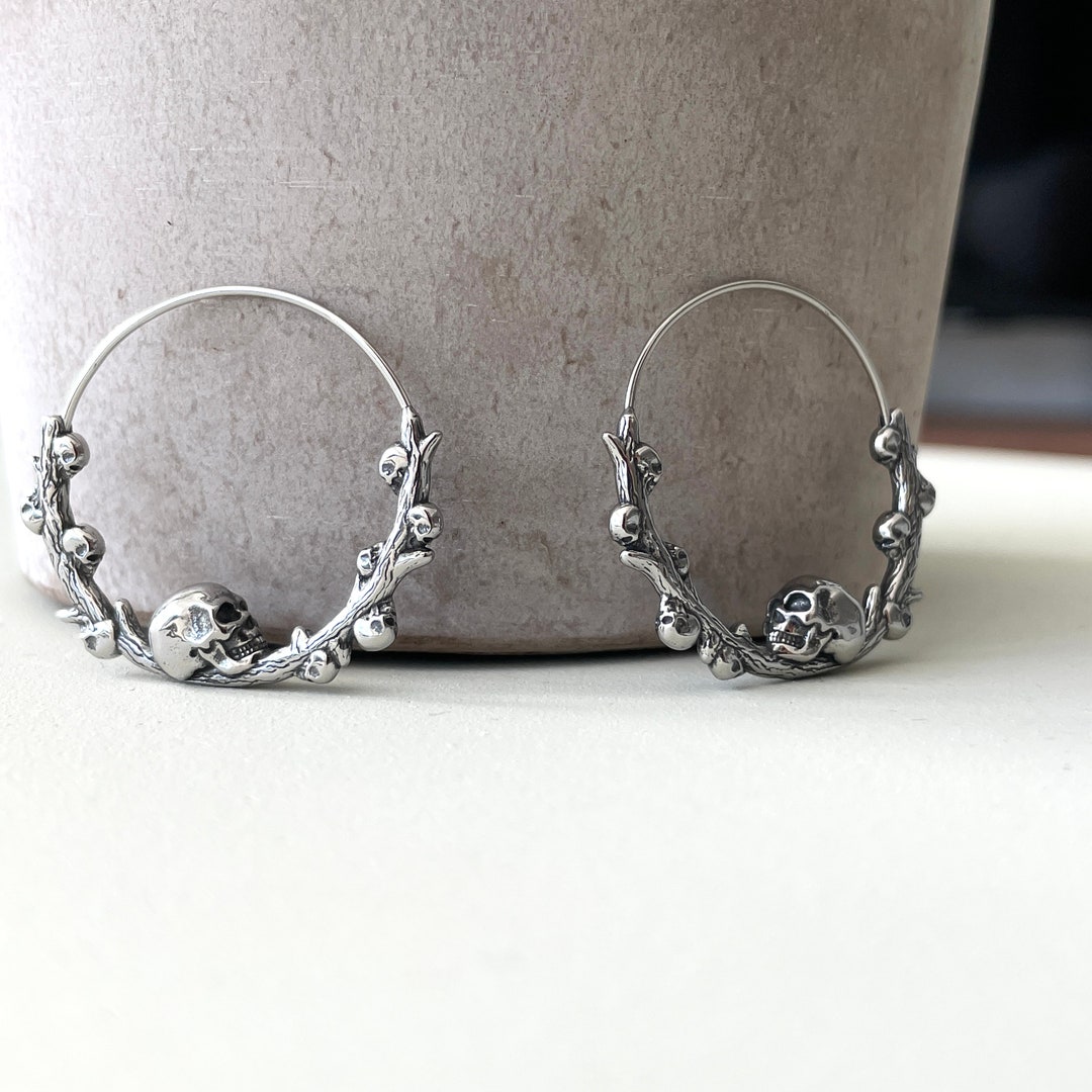 Titanium Skull Hoop Earrings: Gothic Victorian Jewelry - Etsy