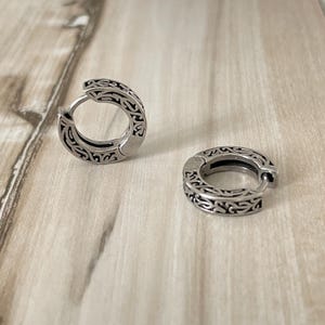 Stainless Steel Celtic Hoop Earrings for Men - Versatile Viking Jewelry ...