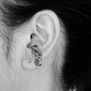 Snake Ear Jacket - Gothic Snake Earrings - Edgy Serpent Titanium Jewelry - Etsy