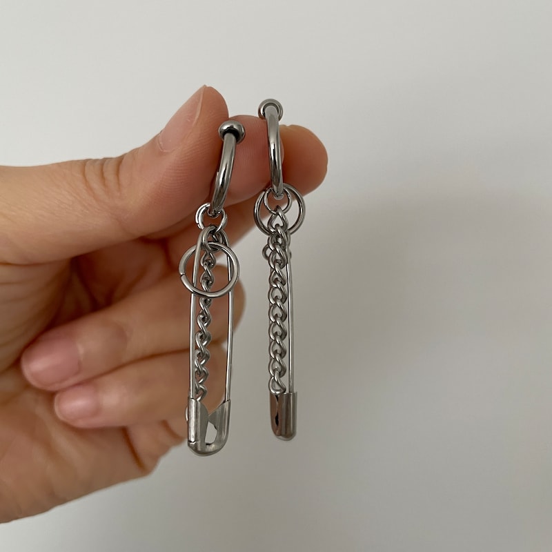 Safety Pin Hoop Earrings - Etsy