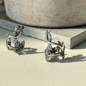 Titanium Leaf Ear Cuffs: Vintage Nature Jewelry - Women Cuff Earrings ...