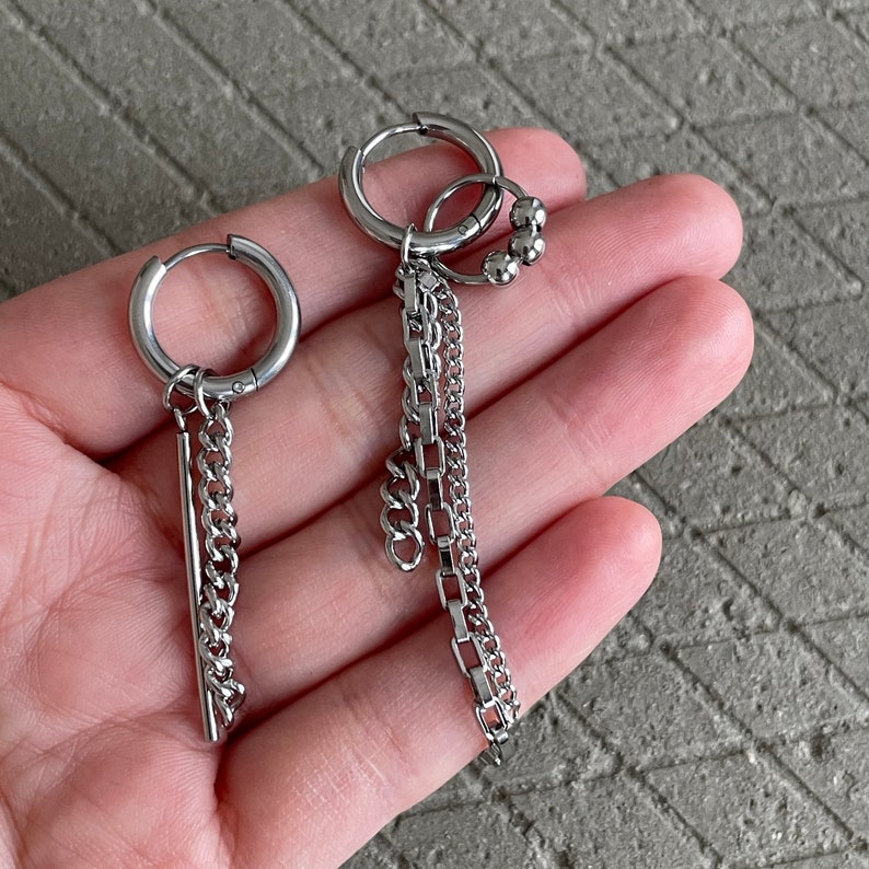 BTS Jimin Dangle Hoop Earrings-kpop Mismatched Earrings-mens - Etsy