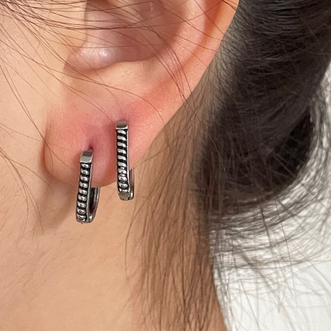 Goth Aesthetic Earrings - U Shape Hoop Earrings - Modern Mens Earrings ...