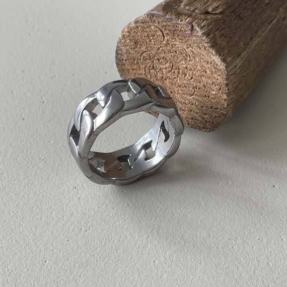 Cuban Link Ring Stainless Steel Curb Chain Eternity Band Unisex Rings for Women and Men Etsy