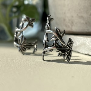 Titanium Leaf Ear Cuffs - Nature Jewelry Cuff Earrings for Her - Women ...