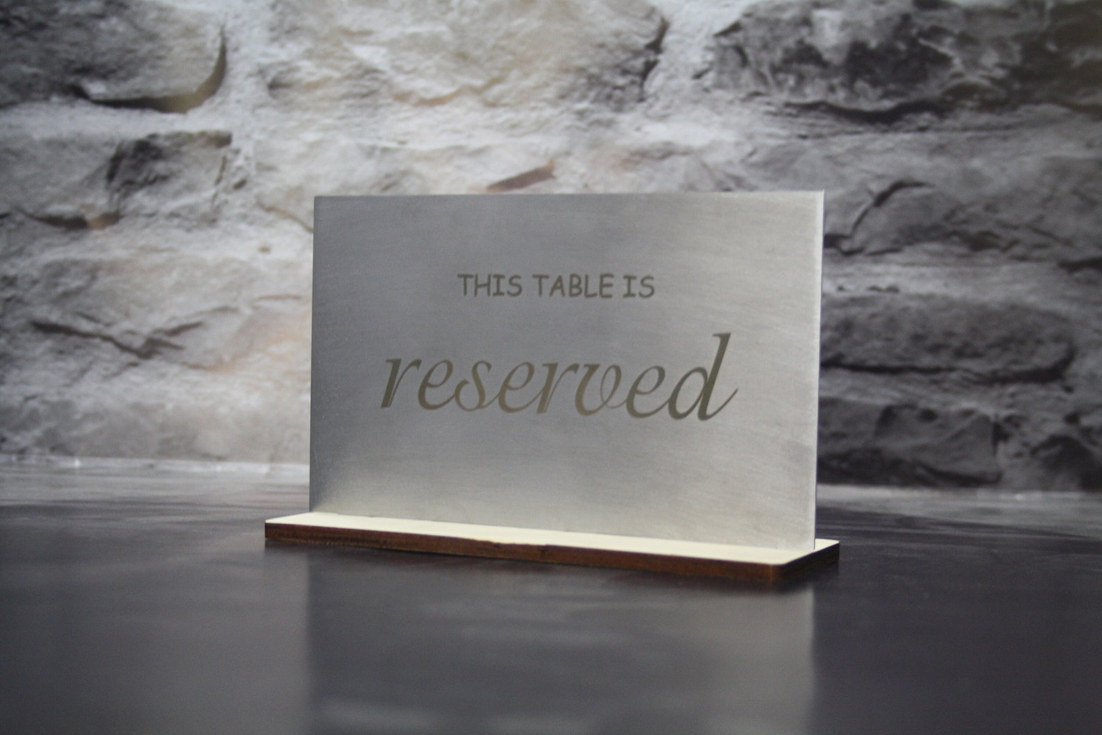 Metal Reserved Table Sign: Birch Wood Base, Restaurant Decor - Etsy