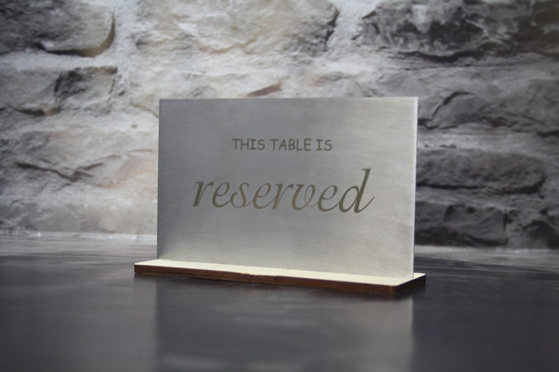 Metal Reserved Table Sign: Birch Wood Base, Restaurant Decor - Etsy