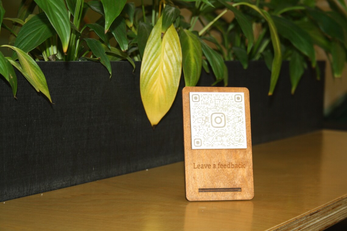 Wood Qr Sign Leave Feedback, Review QR Code for Business, Shops, Care ...