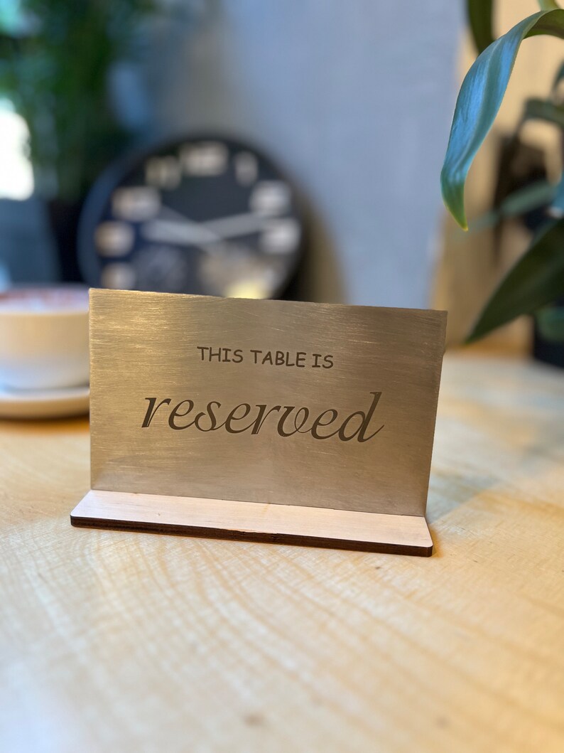 Metal Reserved Table Sign: Birch Wood Base, Restaurant Decor - Etsy