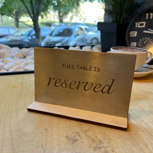 Metal Reserved Table Sign: Birch Wood Base, Restaurant Decor - Etsy