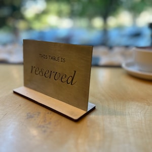 Metal Reserved Table Sign: Birch Wood Base, Restaurant Decor - Etsy