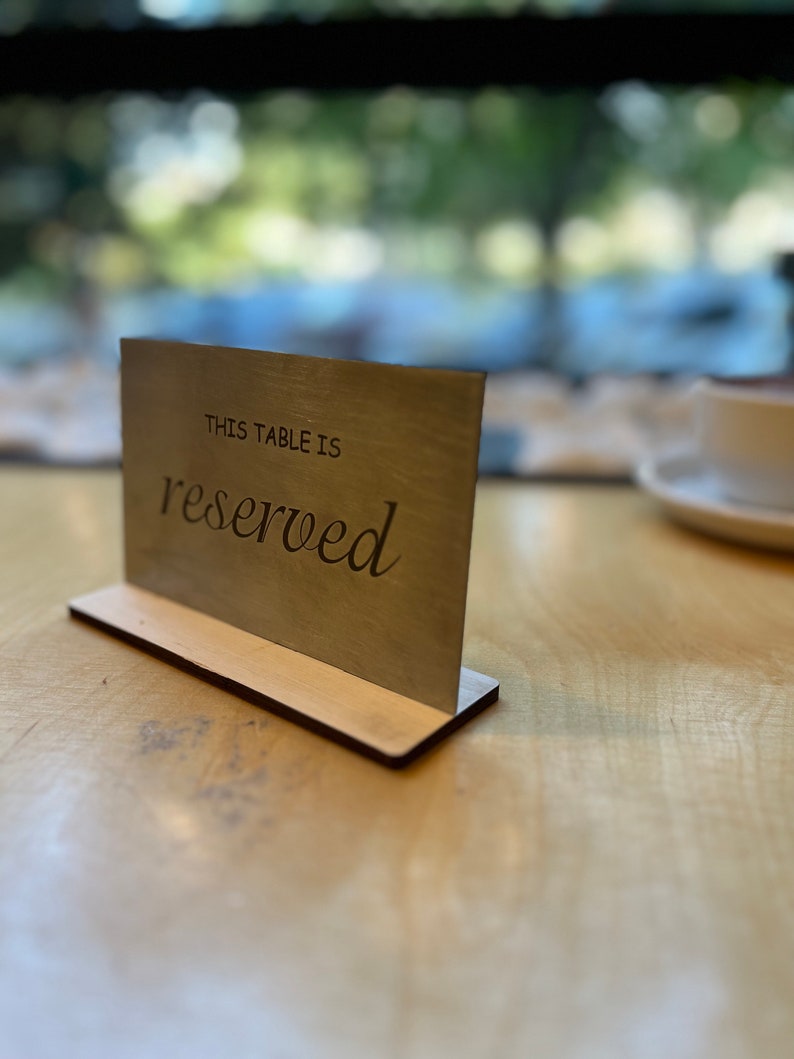 Metal Reserved Table Sign: Birch Wood Base, Restaurant Decor - Etsy