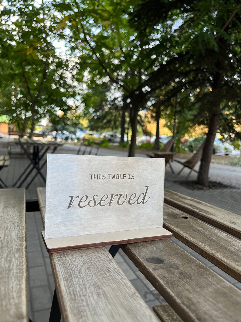 Metal Reserved Table Sign: Birch Wood Base, Restaurant Decor - Etsy