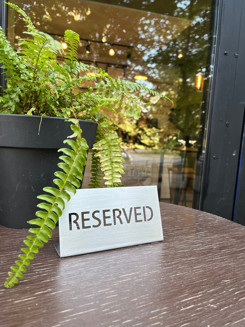 Set of 6 Steel Reserved Table Signs: Restaurant Cafe Decor - Etsy