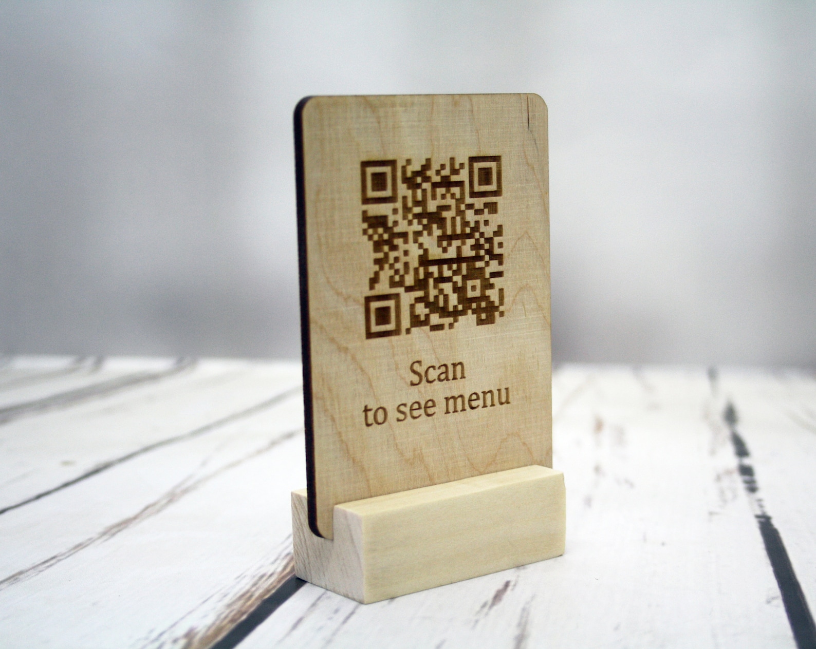 Wooden QR Code Menu Holder: Personalized Restaurant Sign - Etsy