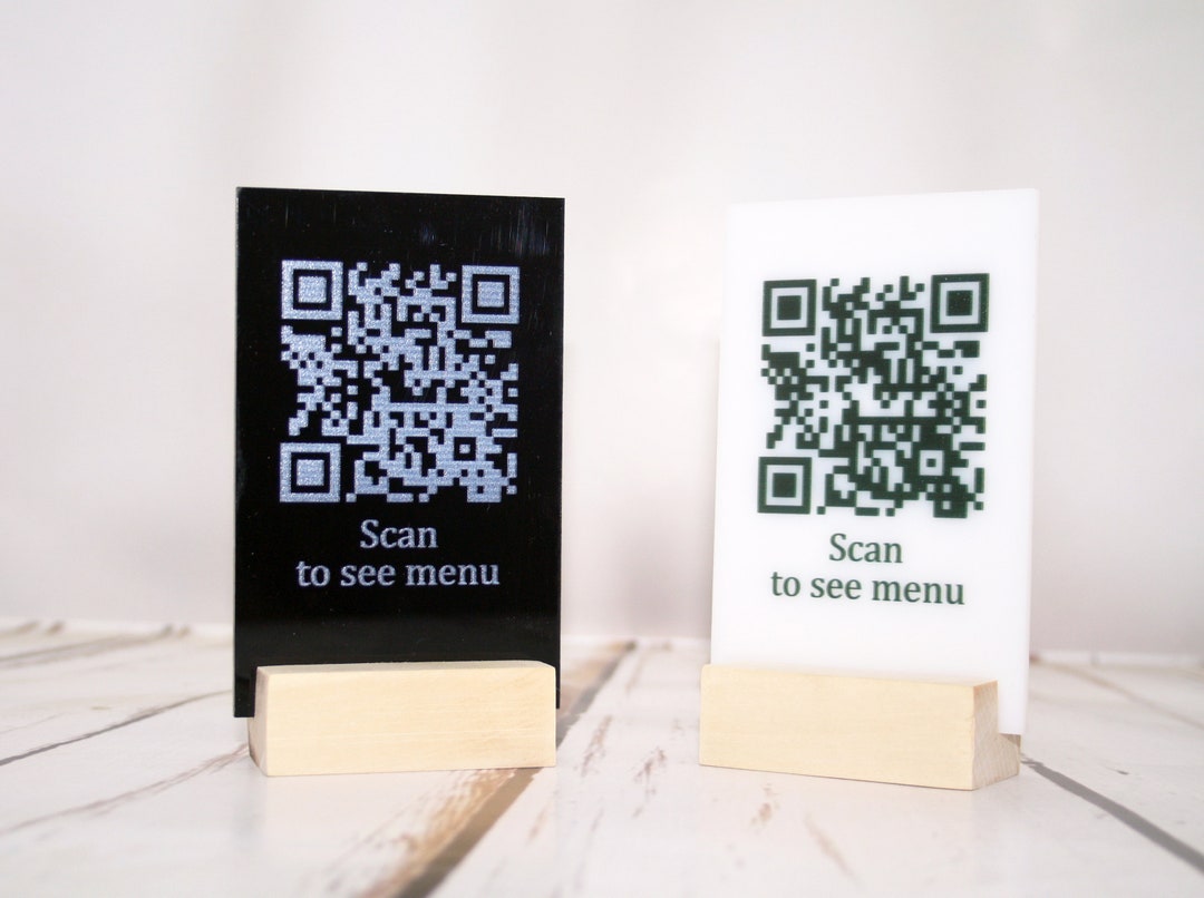 Custom Acrylic QR Code Sign With Wood Stand - Etsy