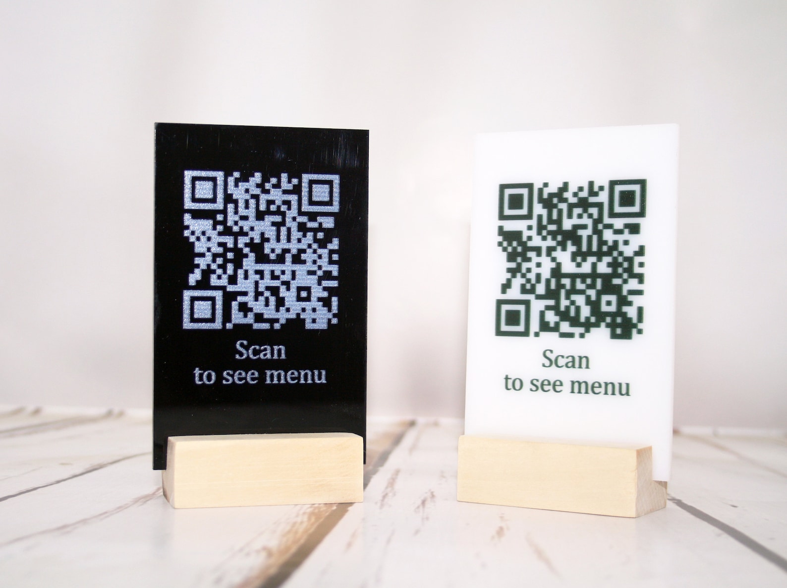 Custom Acrylic QR Code Sign With Wood Stand - Etsy