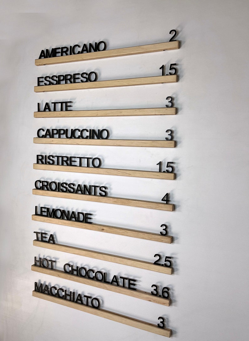 Letter Board Wall Menu Cafe Wooden Letter Board Changeable Black Wodden ...