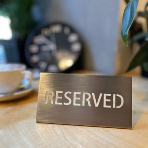 Set of 6 Steel Reserved Table Signs: Restaurant Cafe Decor - Etsy