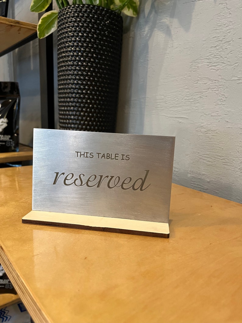 Metal Reserved Table Sign: Birch Wood Base, Restaurant Decor - Etsy