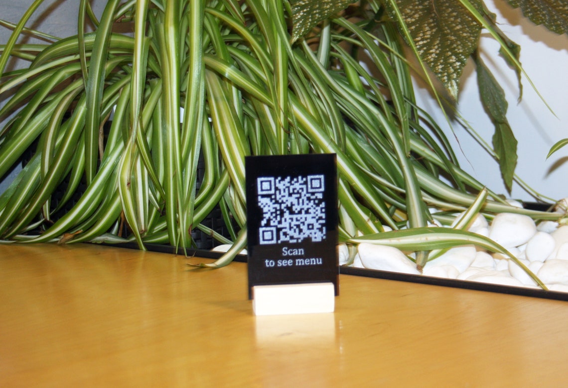 Acrylic Sign, QR Code, Acrylic Qr Scan to See Menu Sign With Wood Stand ...