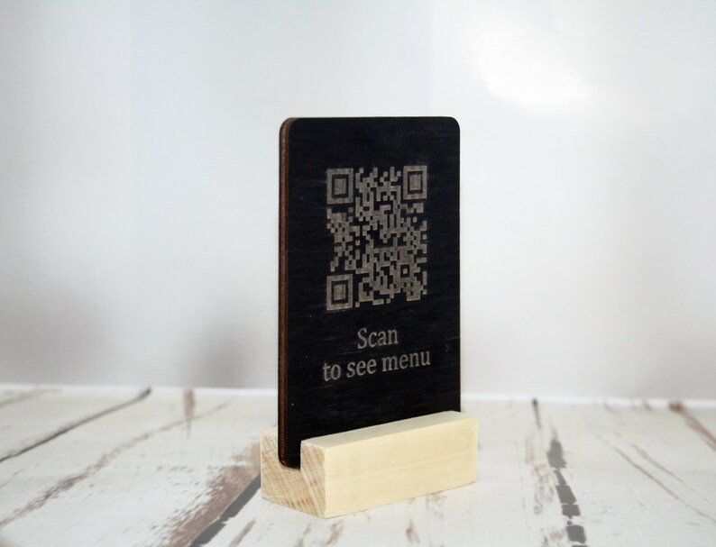 Wooden Menu Holder, QR Code Scan to See Menu of Wood, Restaurant Menu Template - Etsy