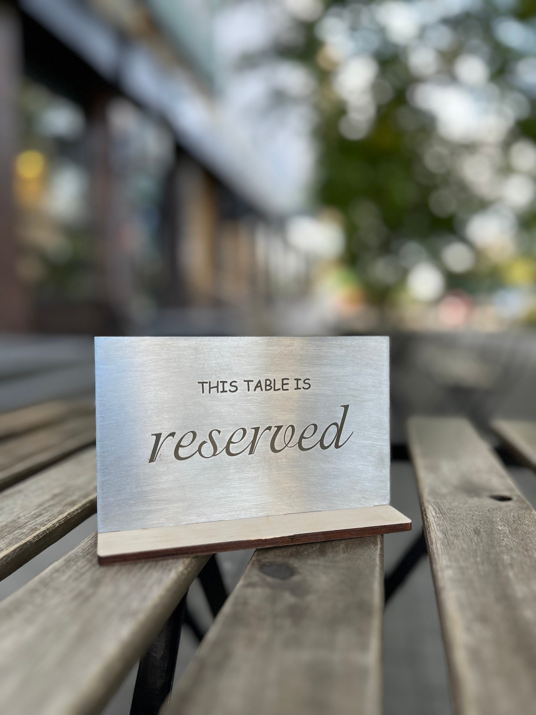 Metal Reserved Table Sign: Birch Wood Base, Restaurant Decor - Etsy