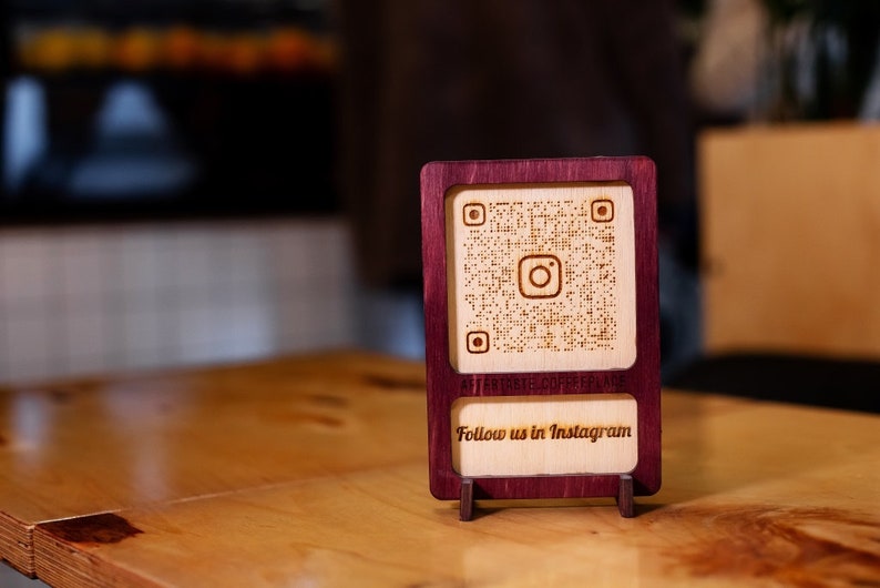 QR Code Menu Sign, Wooden Qr Code, Custom Made QR Code Menu Sign, Scan to View Menu Wooden Table ...