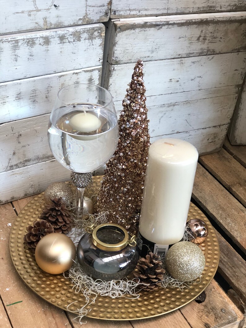 Christmas Table Decoration / Centrepiece round Gold - Etsy UK