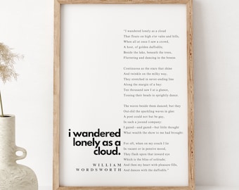 I Wandered Lonely as A Cloud Poem by William Wordsworth Home & Office ...