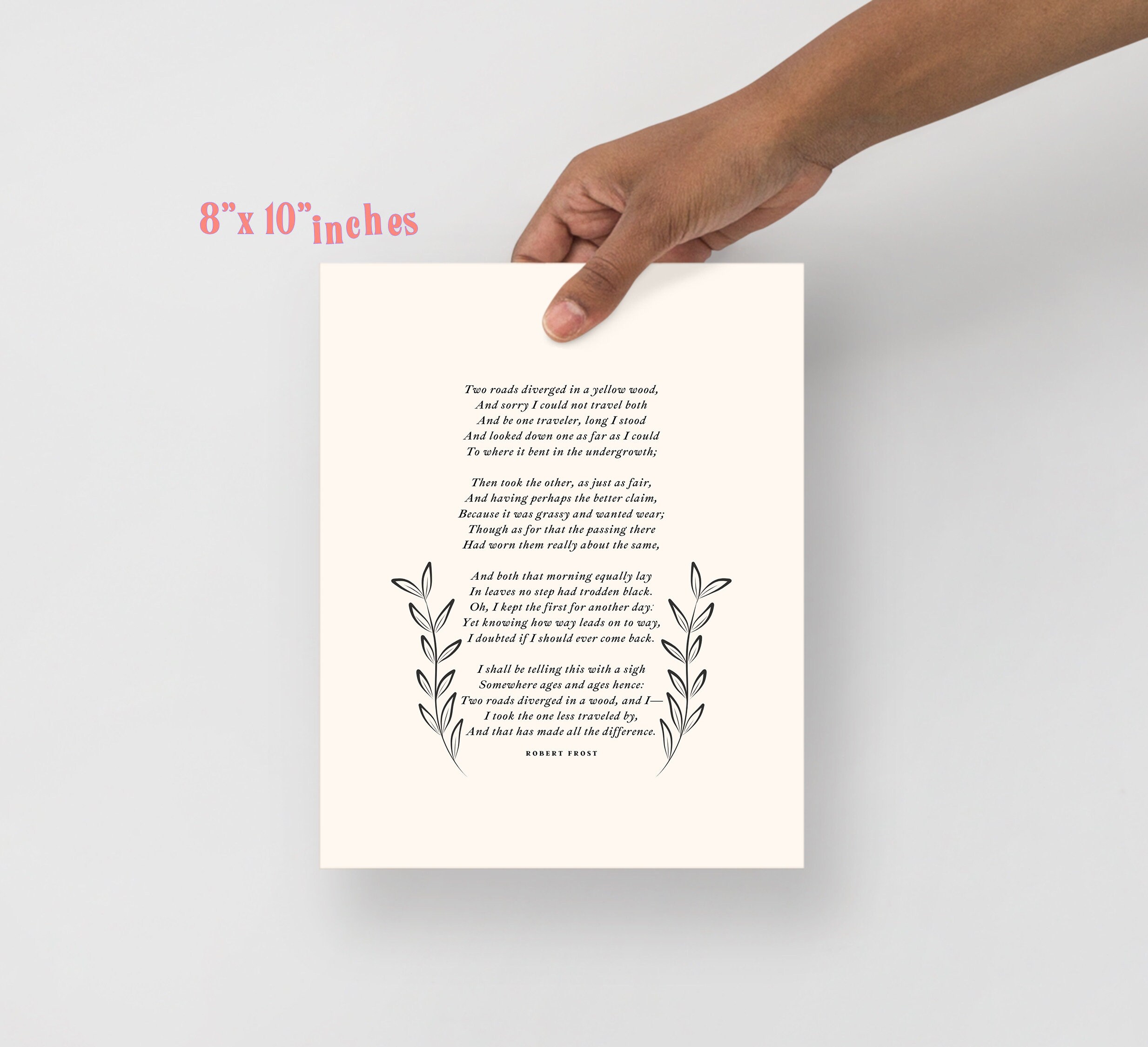 POSTER: Inspirational Poem "two Roads Diverged in a Wood and I Took the ...