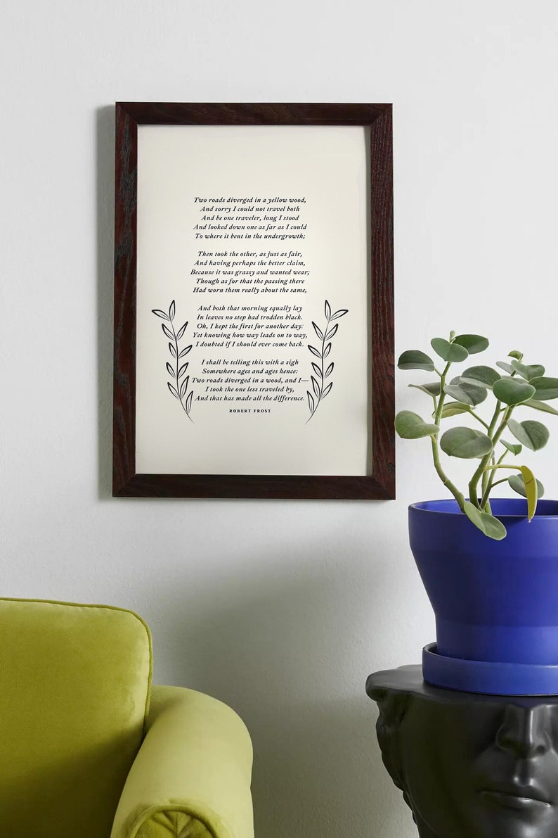 POSTER: Inspirational Poem "two Roads Diverged in a Wood and I Took the ...