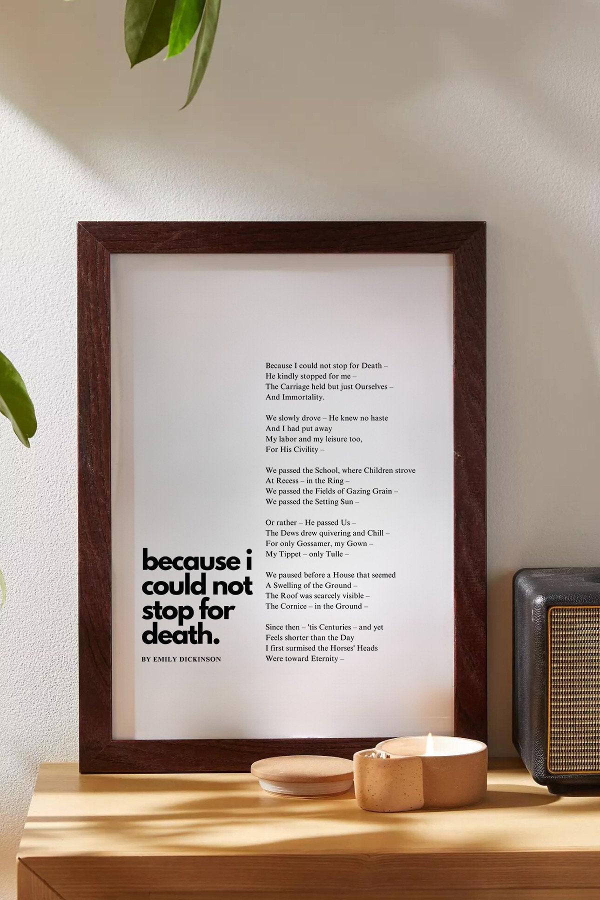 POSTER: Poem because I Could Not Stop for Death by Emily Dickinson - Etsy