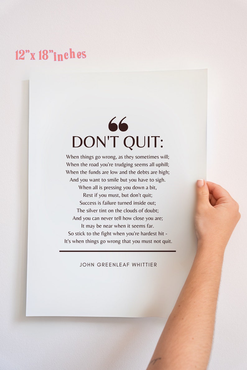 POSTER: Inspirational Poem "don't Quit.." by John Greenleaf Whittier - Etsy