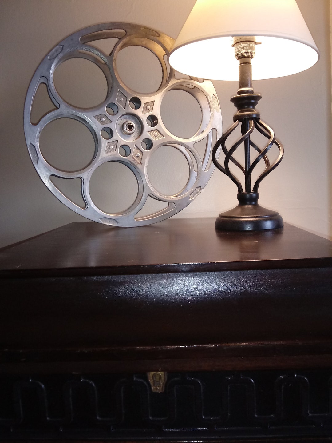 RARE Authentic Vintage Hollywood Art Deco Metal Film Reel Repurposed ...