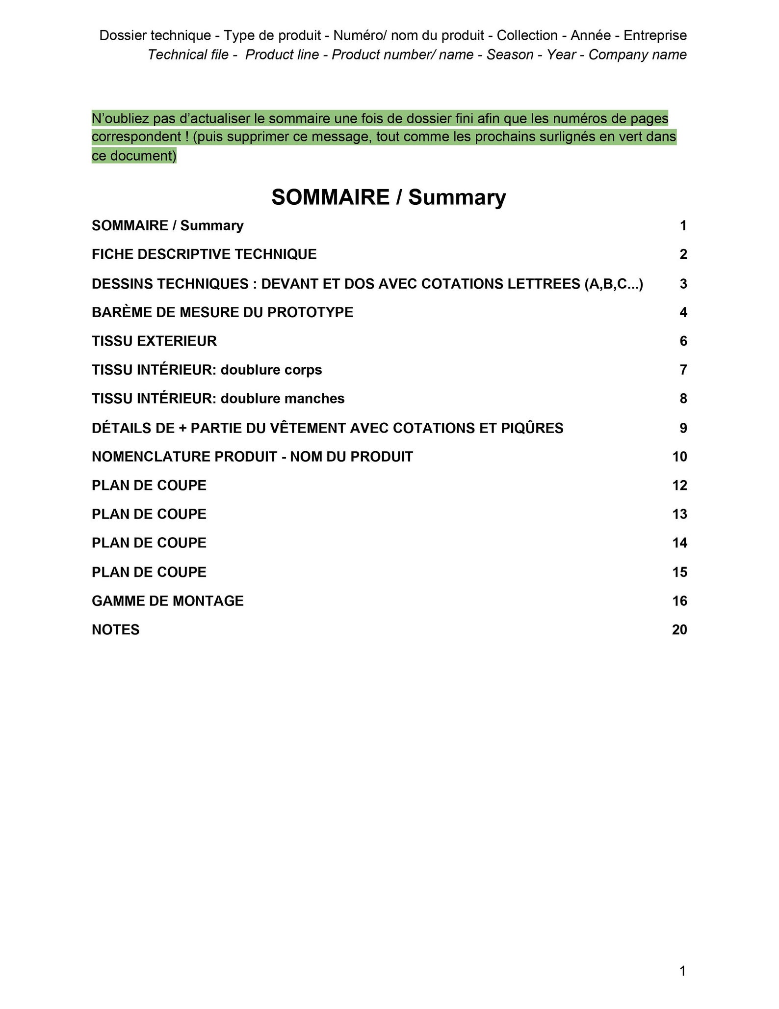 Le dossier technique entier pour fabriquer un vêtement français et ...