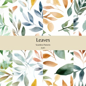 Printable Digital Paper Leaves Illustration Seamless Pattern Digital ...