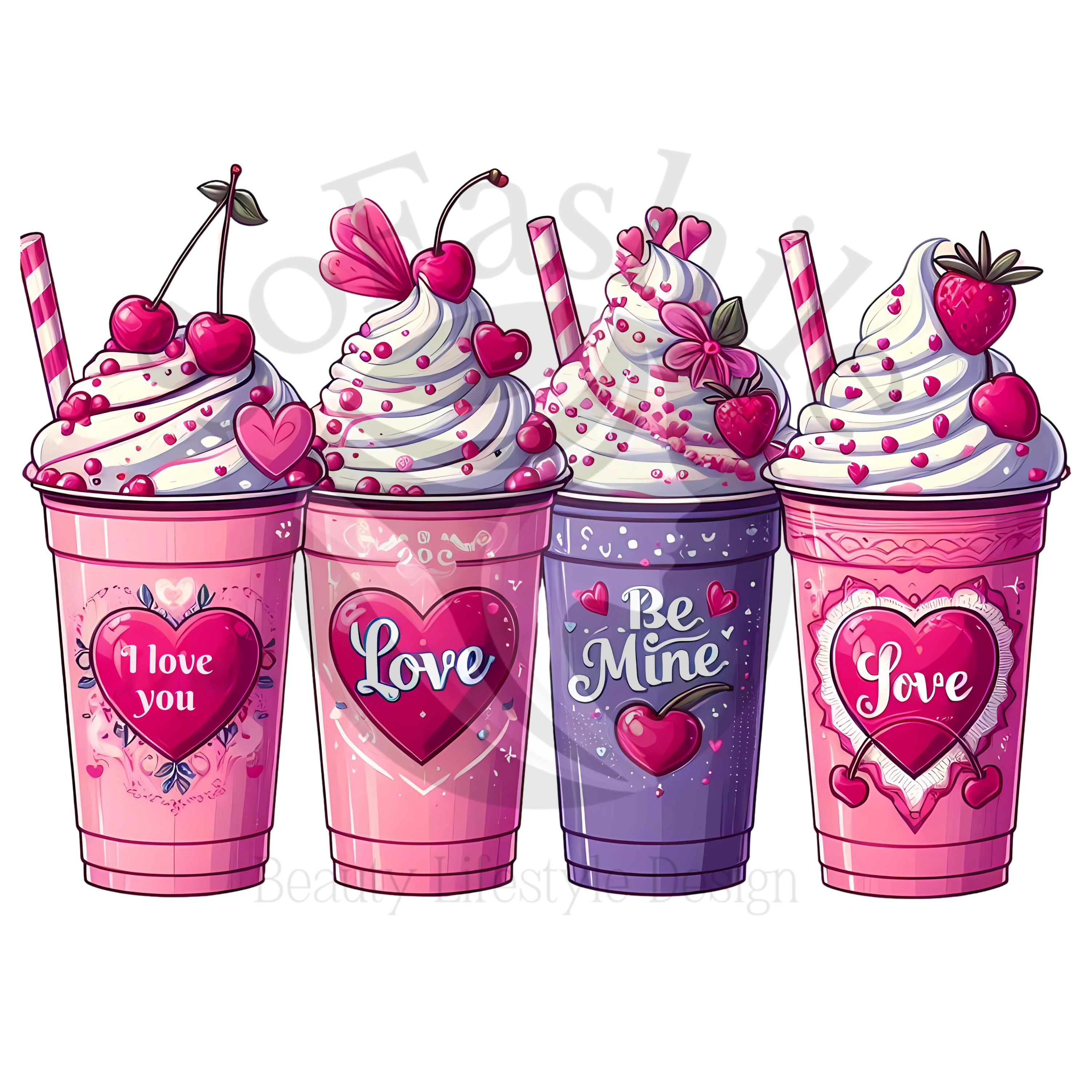 Valentine's Day Milkshake PNG - Cute Love-themed Digital Design for ...