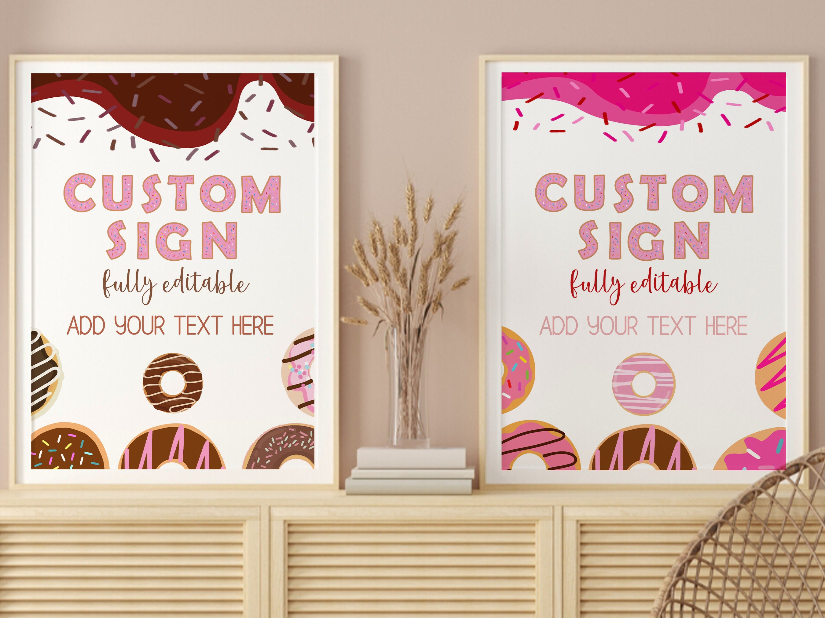 Editable Donut Themed Custom Sign Printable Party Decoration ...