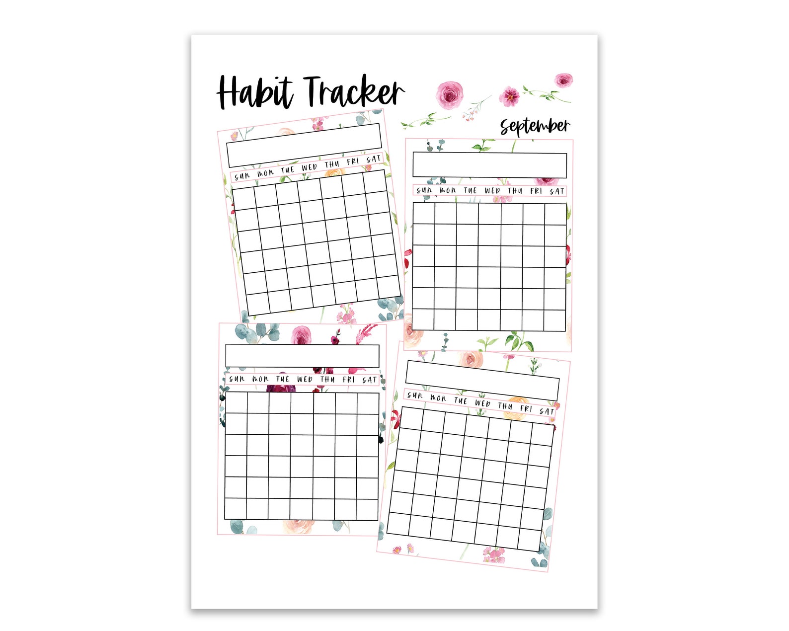 Monthly Habit Tracker Printable Monthly Goal Tracking Daily - Etsy