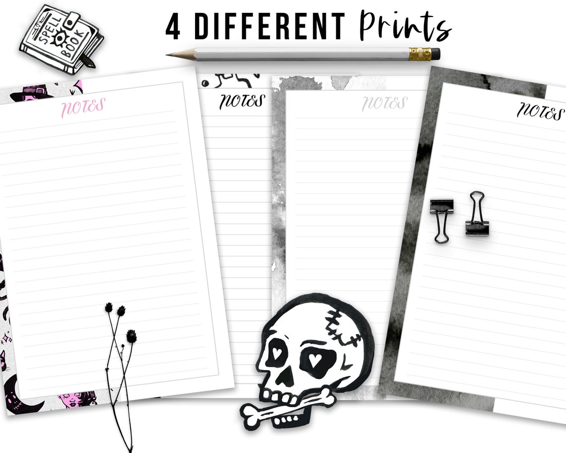 Halloween Themed Notes Page Printable Planner Inserts Notepad Lined ...