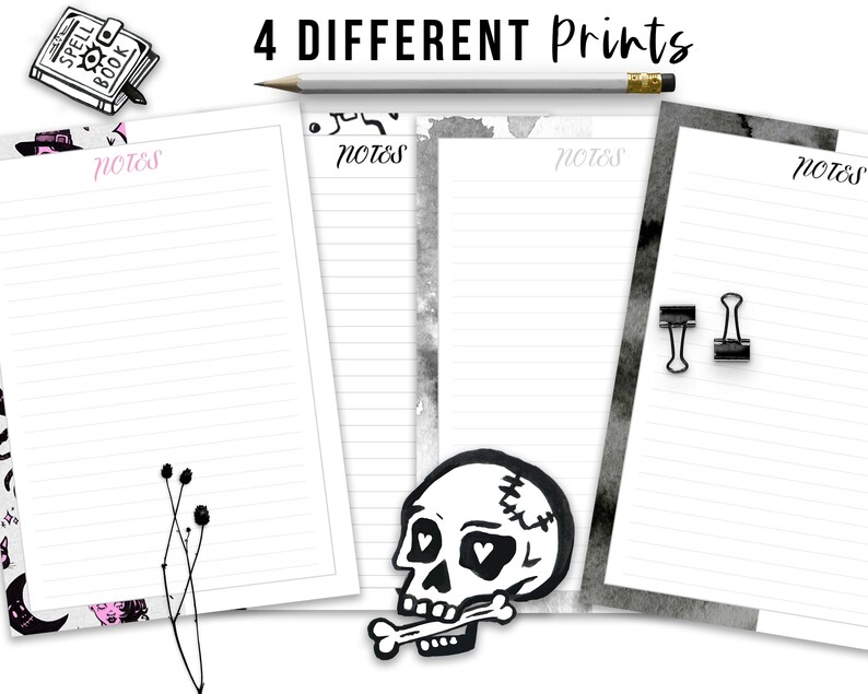 Halloween Themed Notes Page Printable Planner Inserts Notepad Lined ...