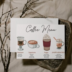 Editable Coffee Menu Sign Customizable Coffee Bar Printable Hot ...