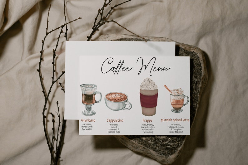 Editable Coffee Menu Sign Customizable Coffee Bar Printable Hot ...