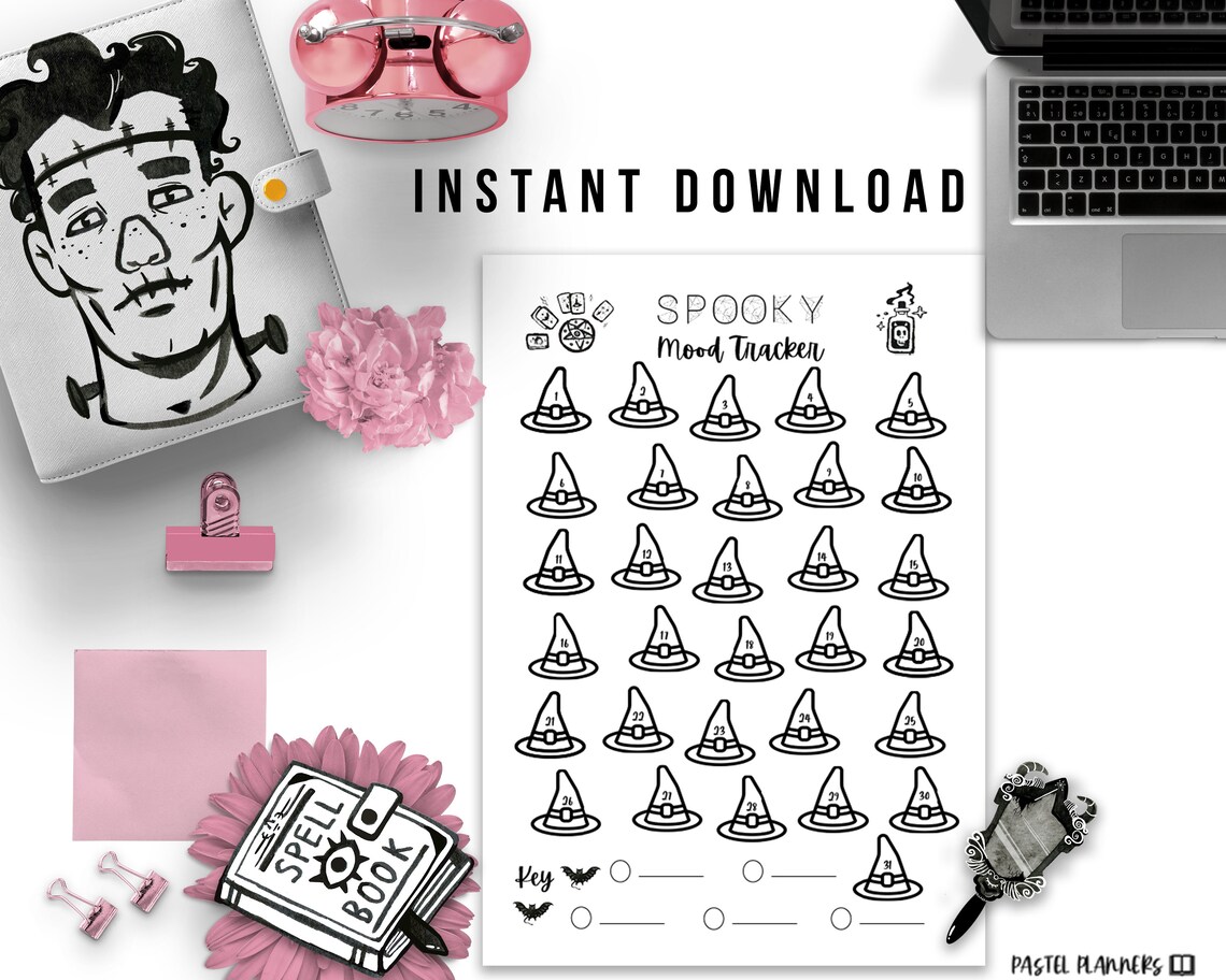 Spooky Mood Tracker Printable Halloween October Daily Bullet Journal ...